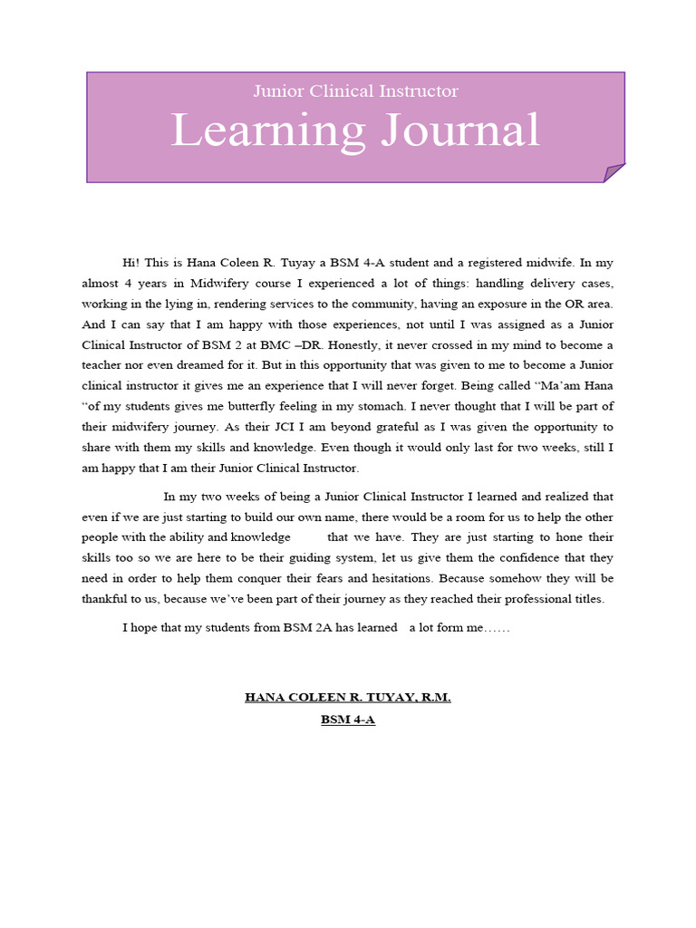 Learning Journal | PDF