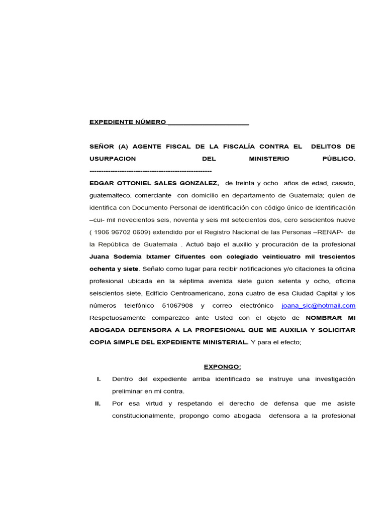 Nombramiento abogado defensor | PDF