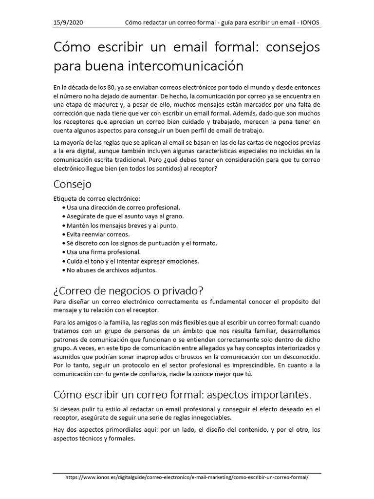 Guía para redactar correos formales | PDF