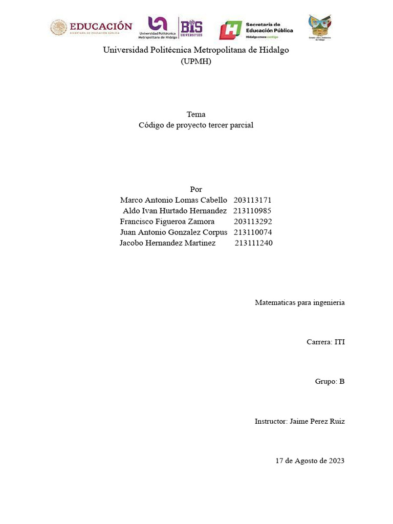 Codigos Ejercicio 3 | PDF