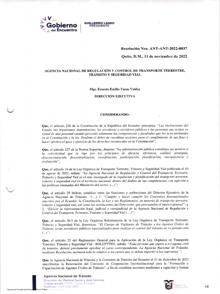RESOLUCION Nro - ANT-ANT-2022-0037 | PDF RESOLUCION Nro - ANT-ANT-2022-0037 | PDF