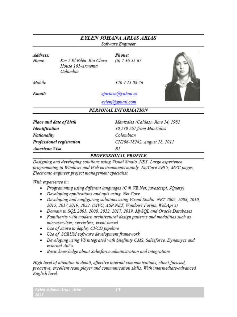 Eylen CV 2023 | PDF | Entity Framework | Databases