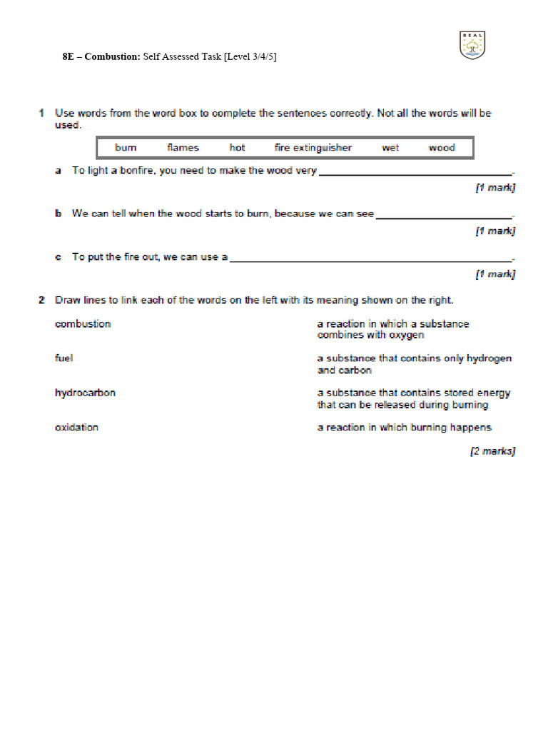 8E - Combustion SA Task Answers | PDF