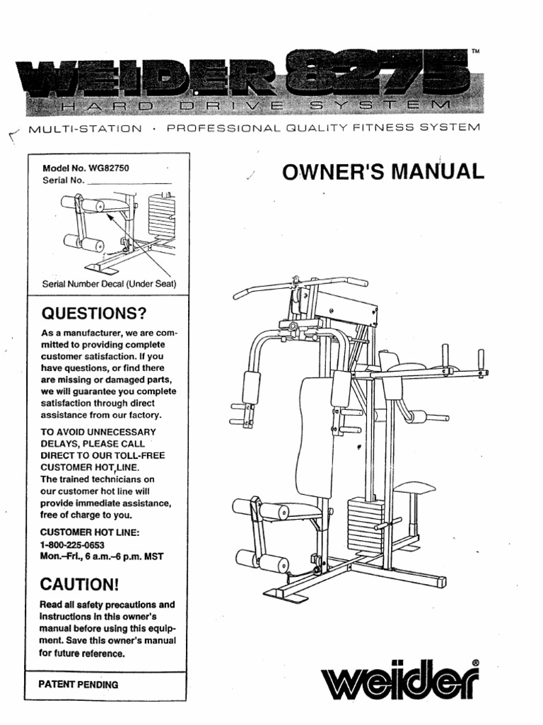 Weider 8275 Hard Drive System Wg8275 Manual de Propietario | PDF