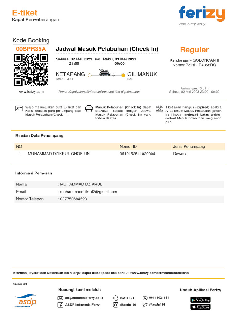 Eticket-Asdp W00231220223692 | PDF