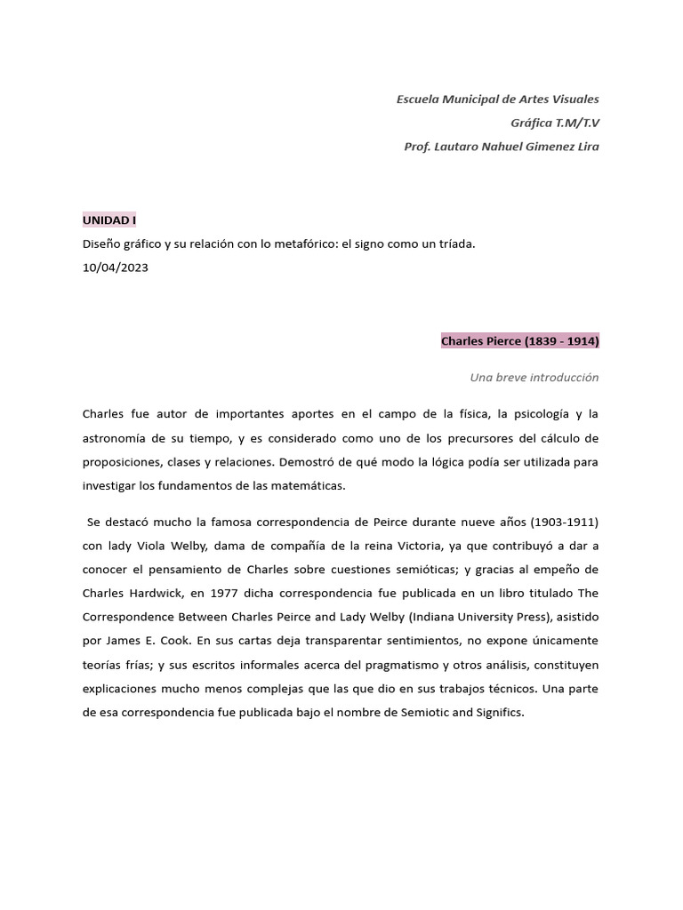 Charles Pierce El signo como una tríada | PDF | Charles Sanders Peirce ...