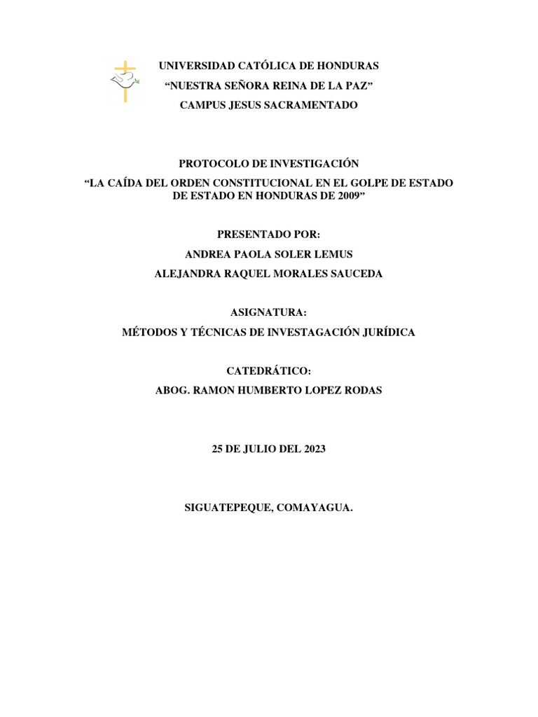 La Caída Del Orden Constitucional en El Golpe de Estado en Honduras de 2009 | PDF | Honduras ...