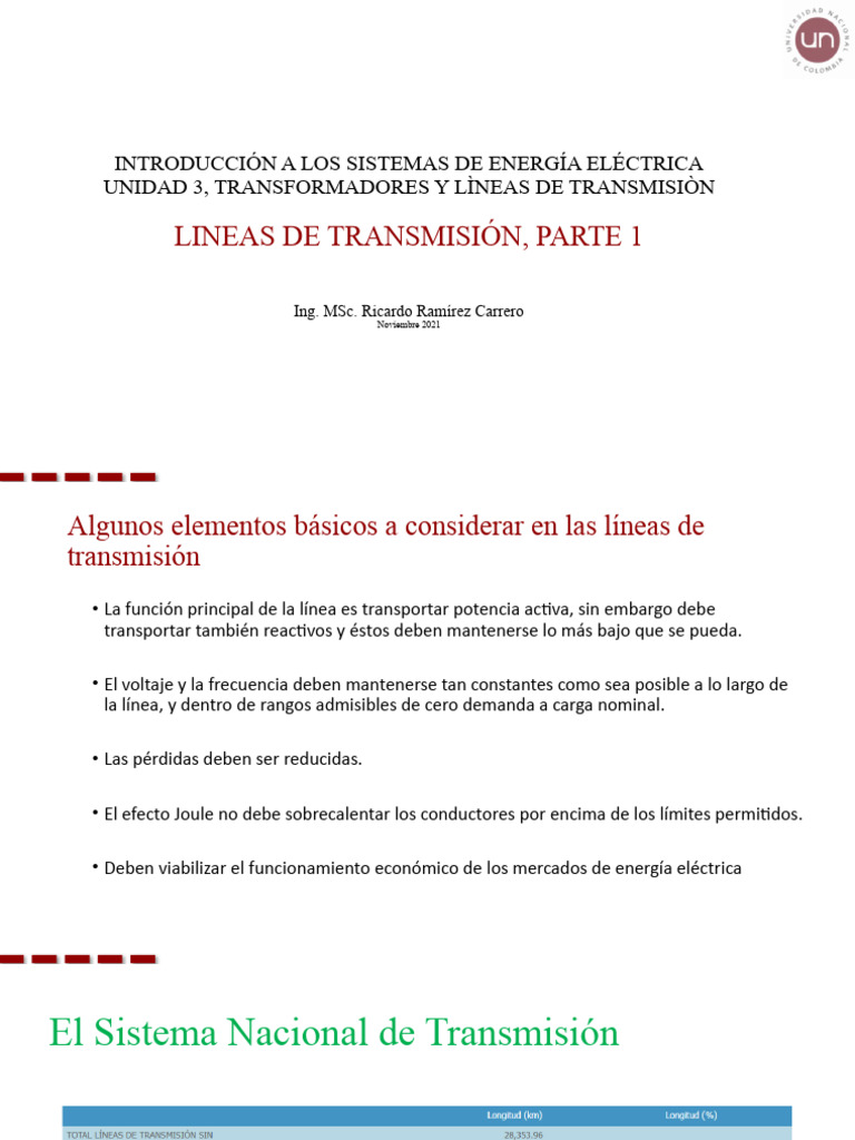 LÍNEAS DE TRANSMISIÓN, PARTE 1 | PDF | Energia electrica | Corriente eléctrica