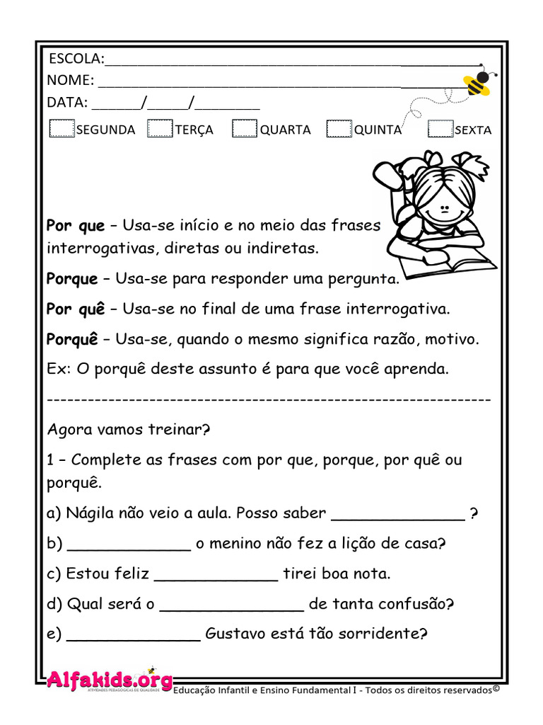 Atividades Gramaticais Uso Dos Porquês 4º 5º Ano | PDF