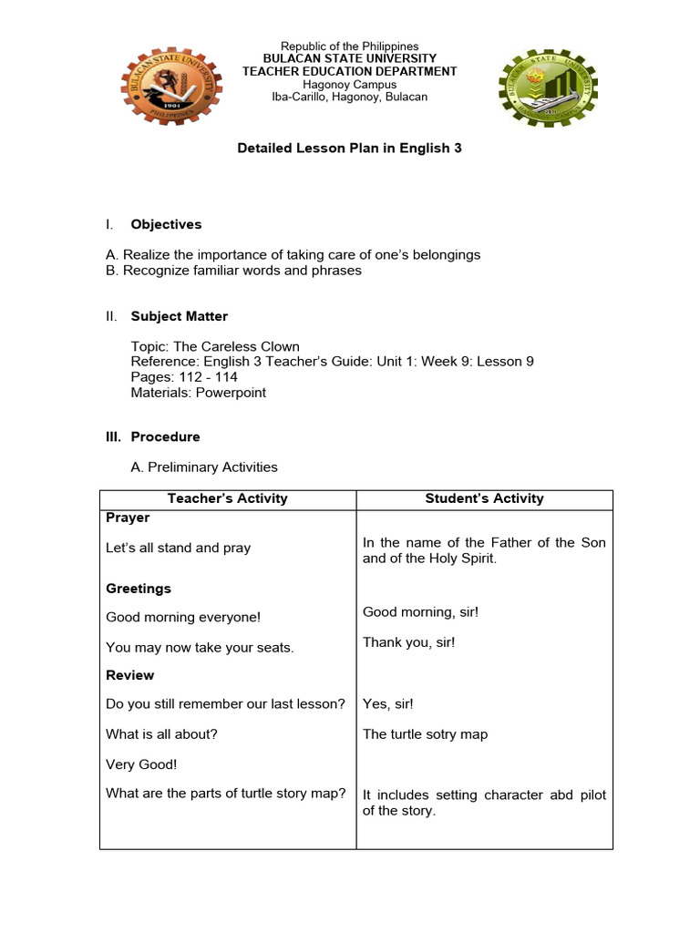 Detailed Lesson Plan in English 3 | PDF | Sewing | Clothing