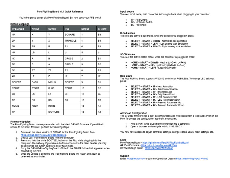 Pico.Fighting.Board.v1.1.Quick.Reference | PDF | Computer Science ...