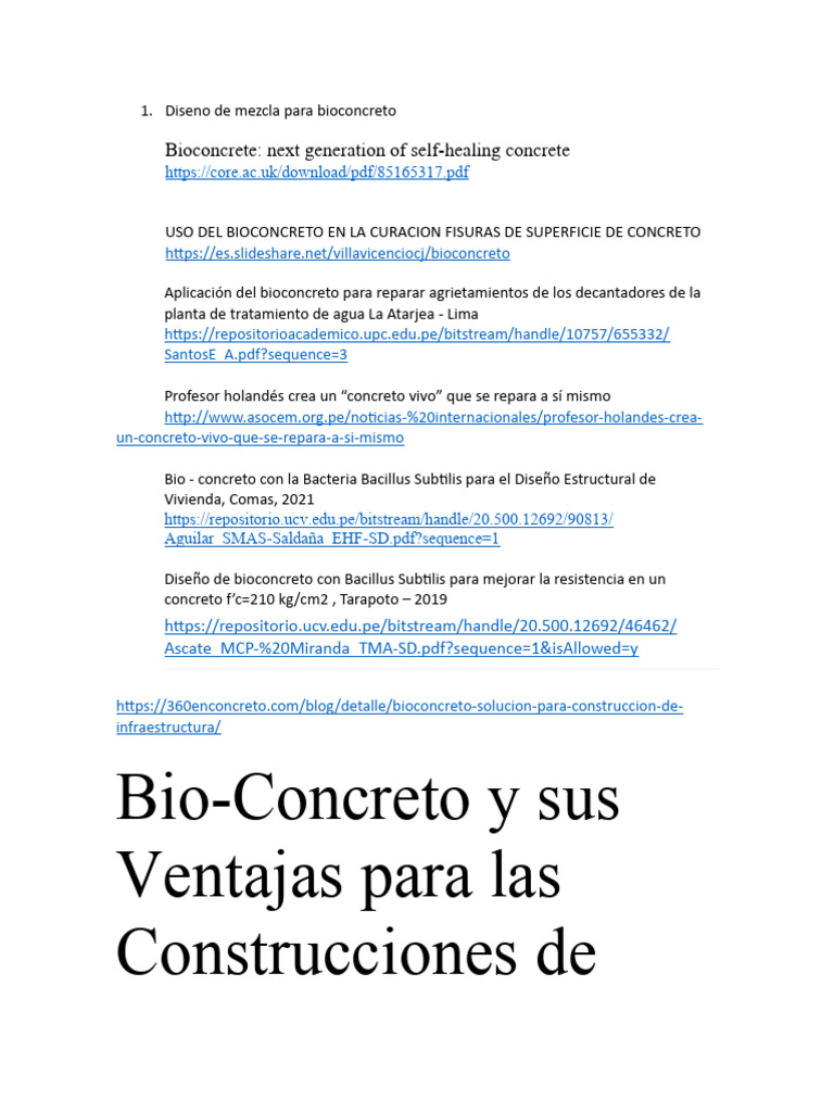Diseno de Mezcla para Bioconcreto | PDF