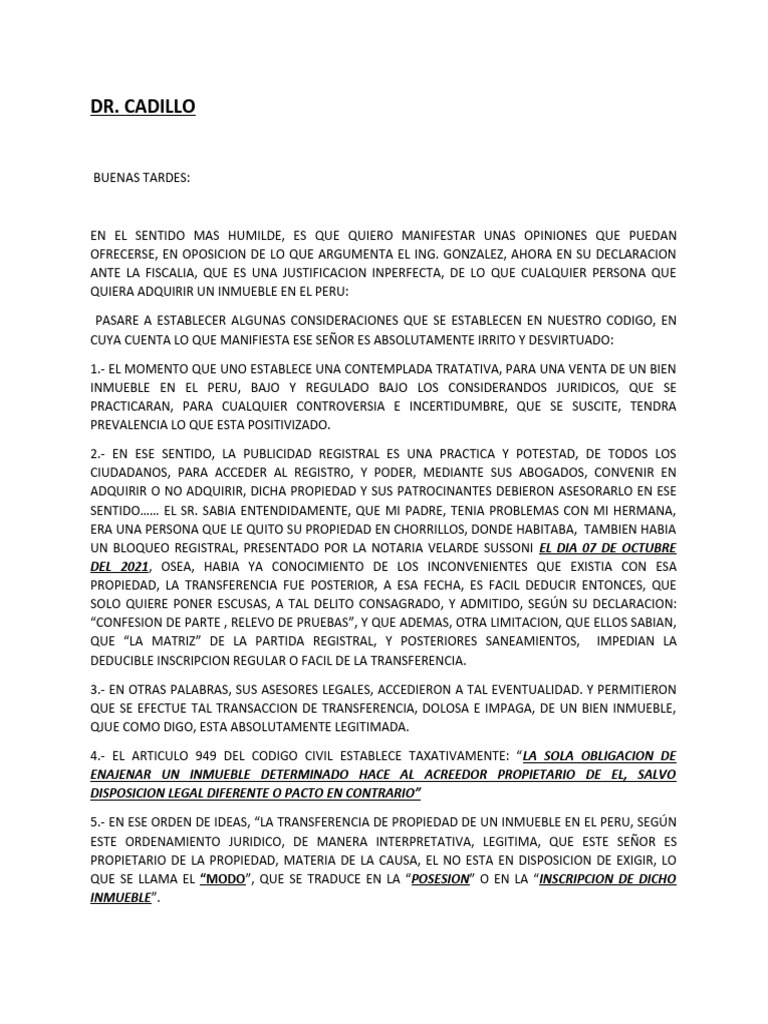 Informe Dr. Cadillo | PDF