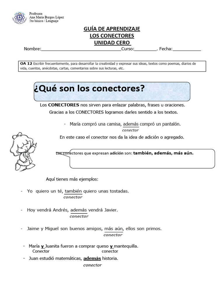 Guía de Conectores para Quinto Grado | PDF | Comida y bebida | Alimentos