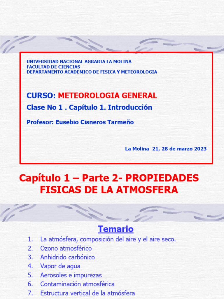 Capitulo 1 Parte 2 Propiedades Fisica de La Atmosfera 2023 - I | PDF