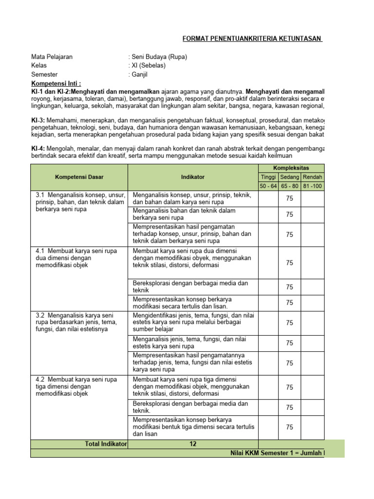 New Format KKM Excel | PDF