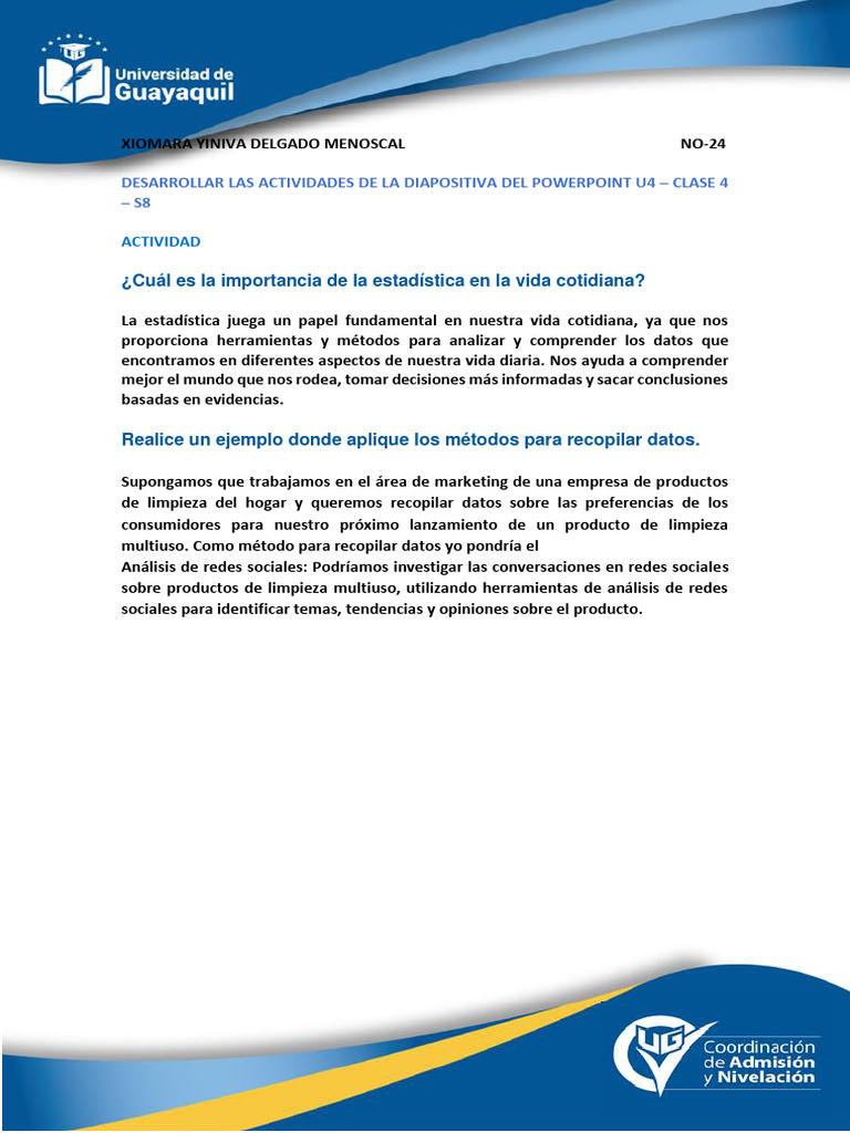 Tarea U4 - CLASE 4 - S8 | PDF