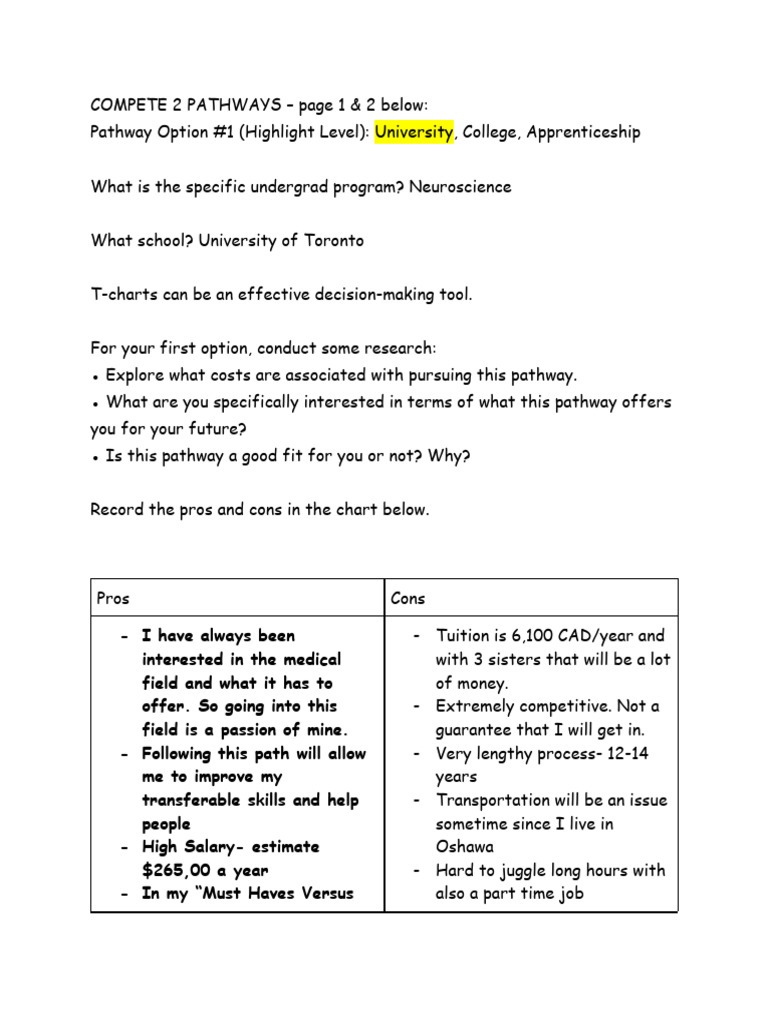 Narrowing My Focus | PDF