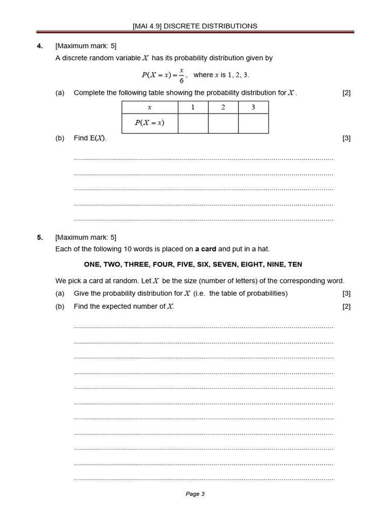 Probability+Distributions+-+Practice | PDF