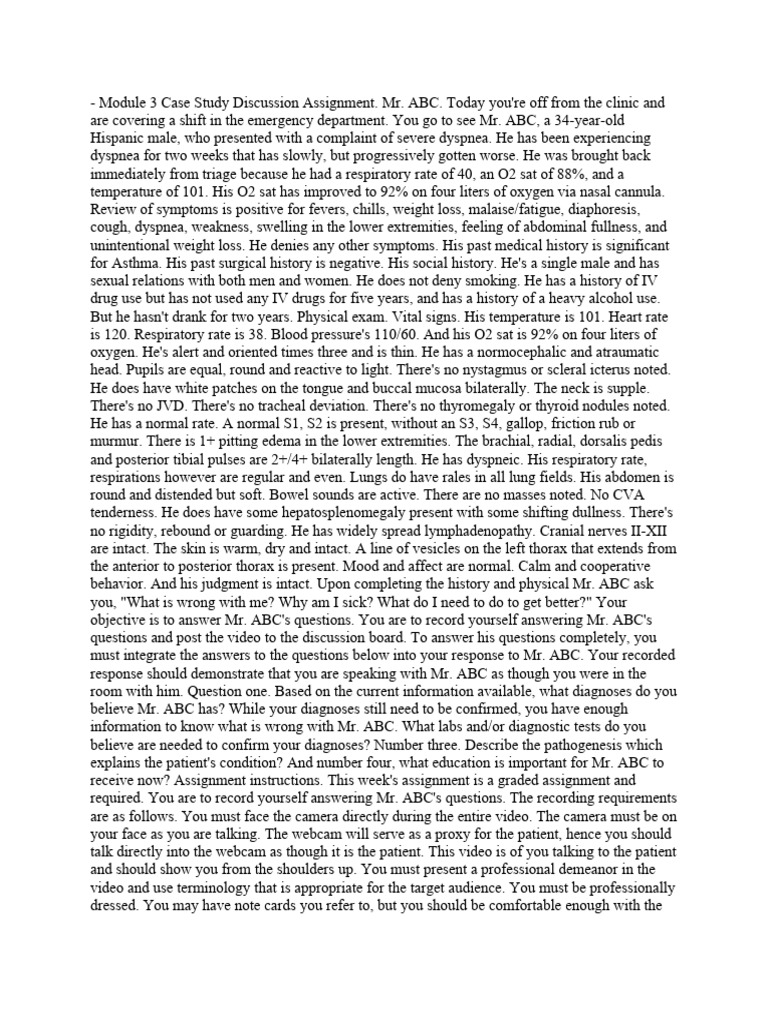 Module 3 Case Study Discussion Assignment - MR - ABC - Today You'Re Off ...