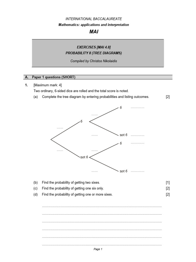 Tree Diagrams - Practice | PDF