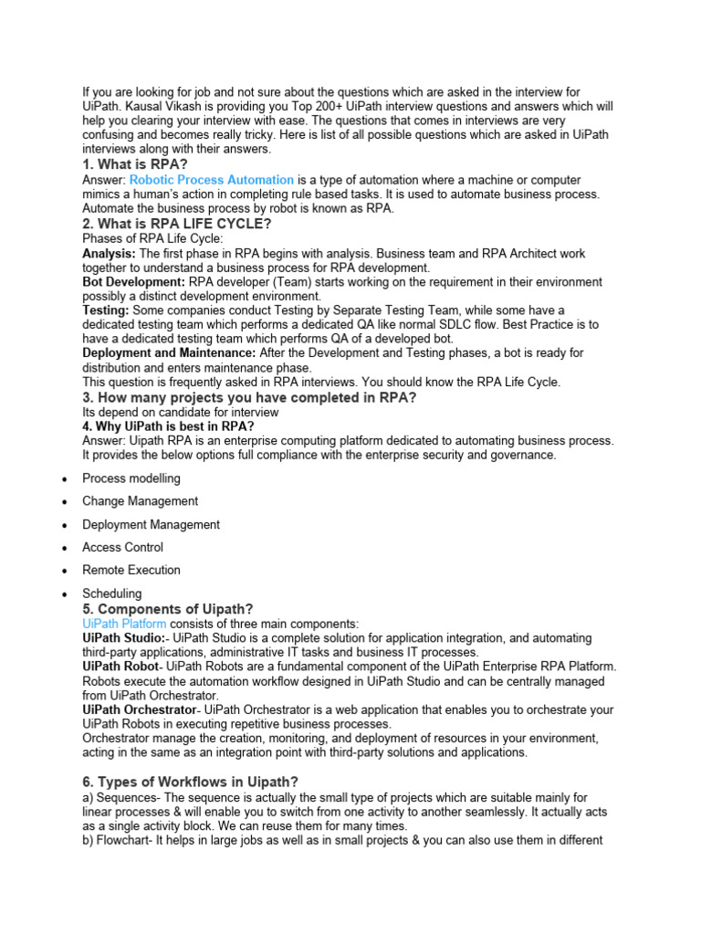 UiPath Interview Questions | PDF | Parameter (Computer Programming) | Microsoft Excel