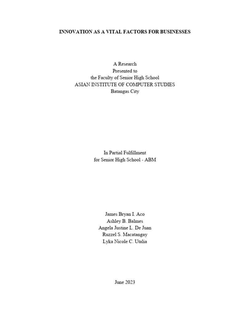 Bm1ma - Group 7 - Chapter 1 5 | PDF | Innovation | Qualitative Research