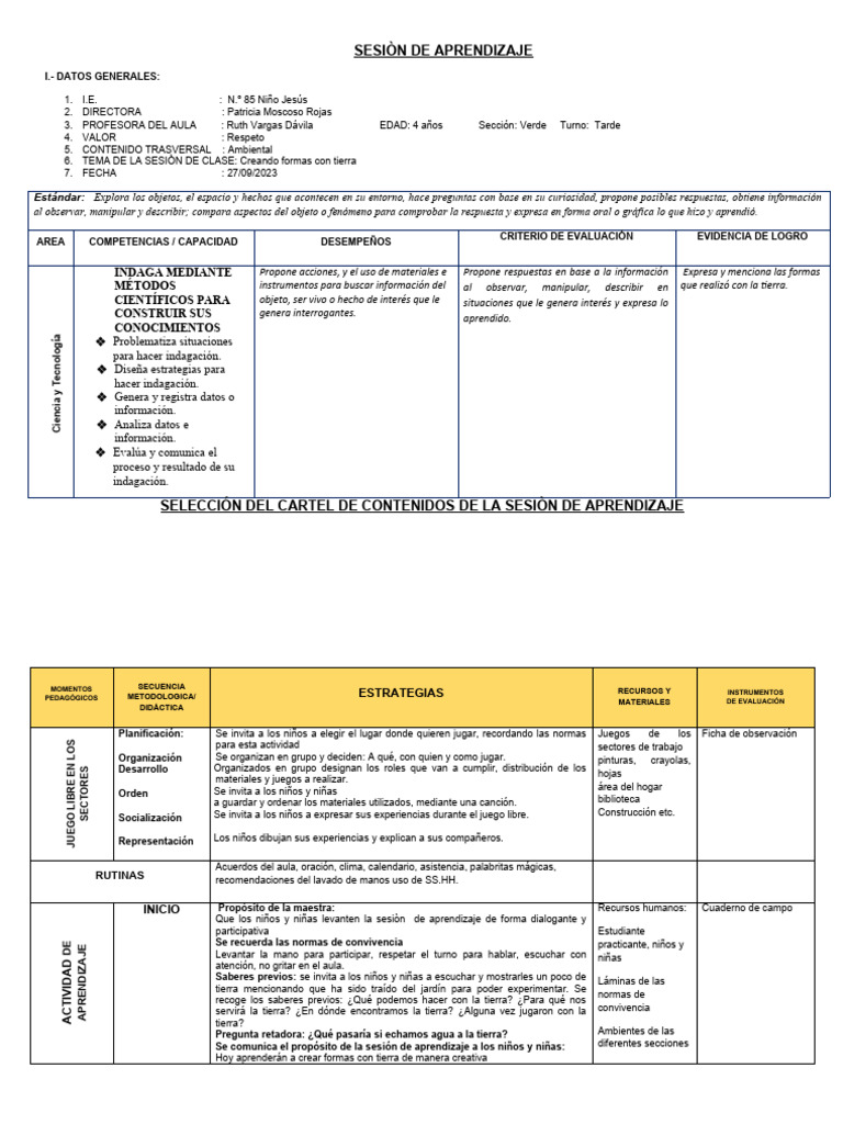 Sesiòn de Aprendizaje 10 | PDF | Aprendizaje | Evaluación