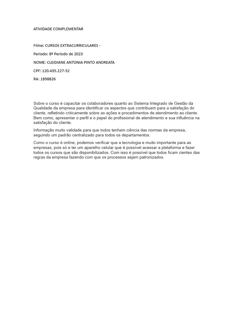 Atividade Complementar 10 Pdf
