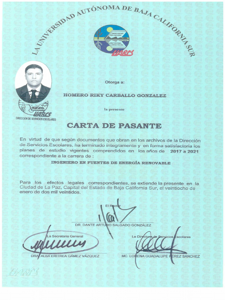 Carta de Pasante RIKY | PDF