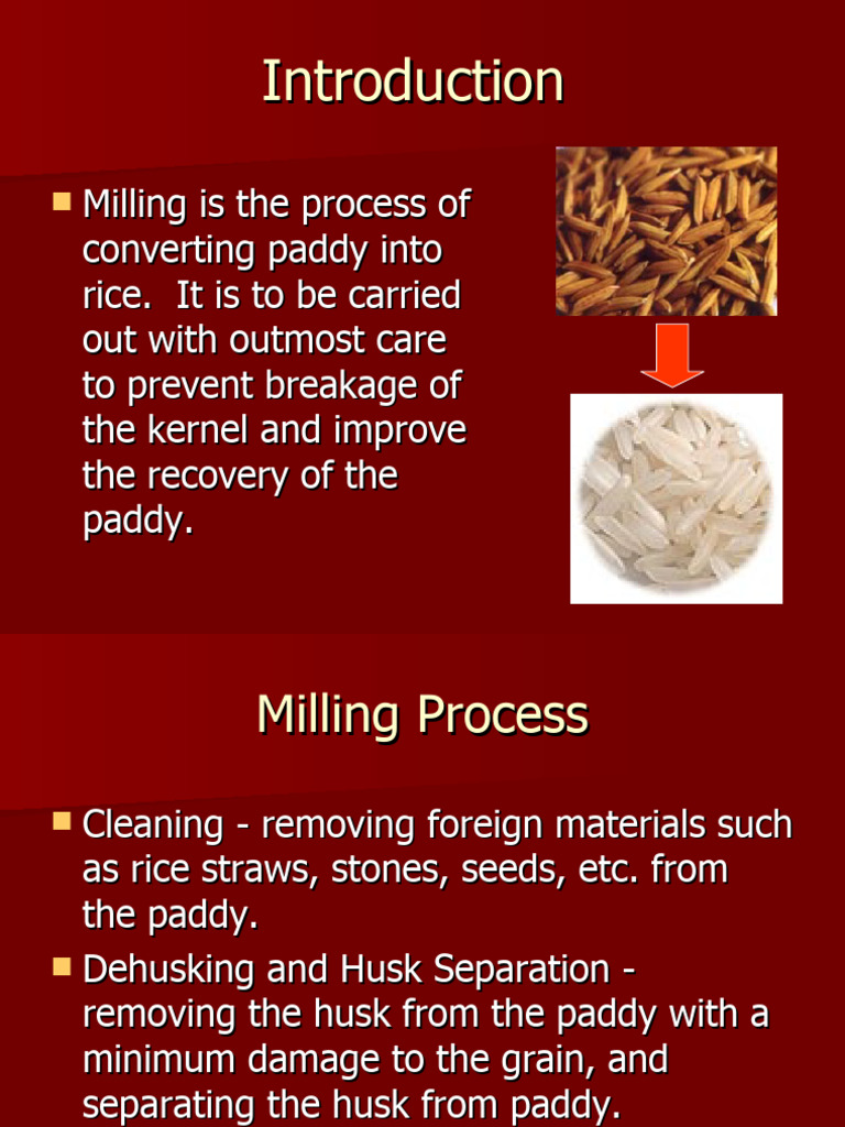 Rice Milling Process Overview | PDF | Rice | Mill (Grinding)