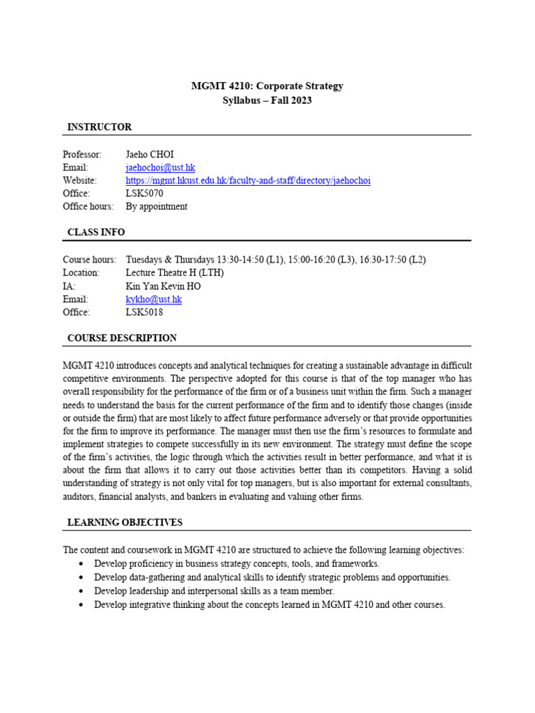 Syllabus MGMT4210 Fall2023 0905 | PDF