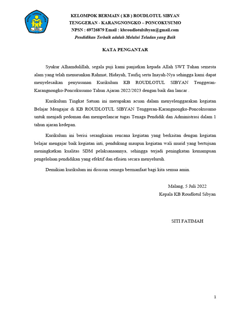 KTSP KB 2022-2023 | PDF