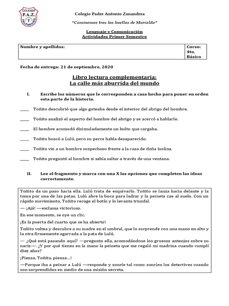 Lenguaje 4° Guías Primer Semestre | PDF