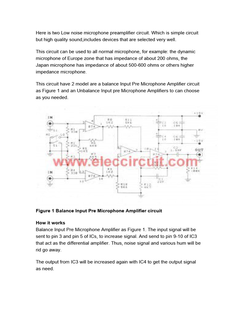 Balance Low Noise Preamp Mic Amp | PDF