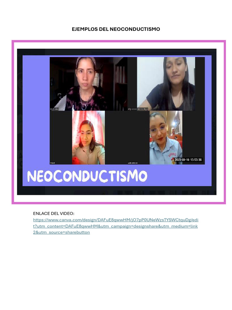 EJEMPLOS DEL NEOCONDUCTISMO | PDF