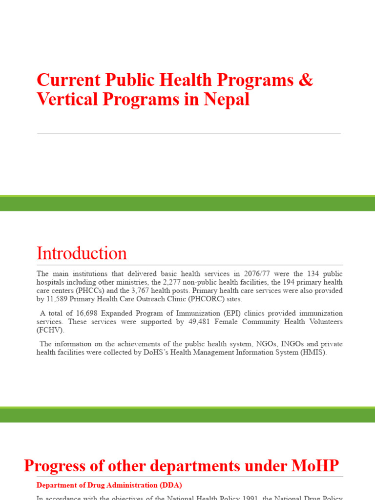 Current Public Health Programs in Nepal[1] | PDF