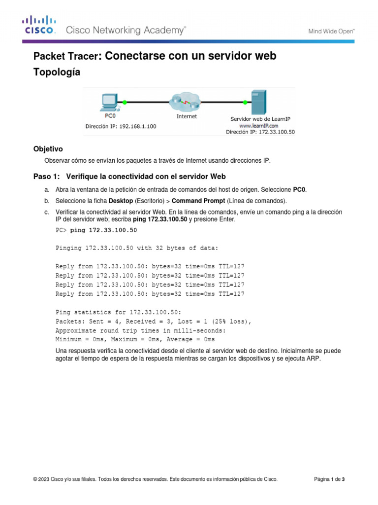2.5 Packet Tracer - Connecting To A Web Server | PDF