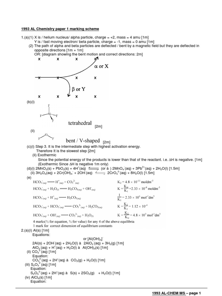 1993 A/L Chemistry Marking Scheme | PDF | Electromagnetic Spectrum ...