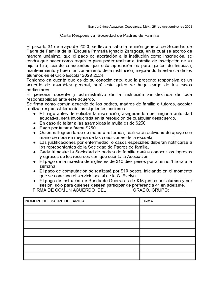 Carta Responsiva APF | PDF