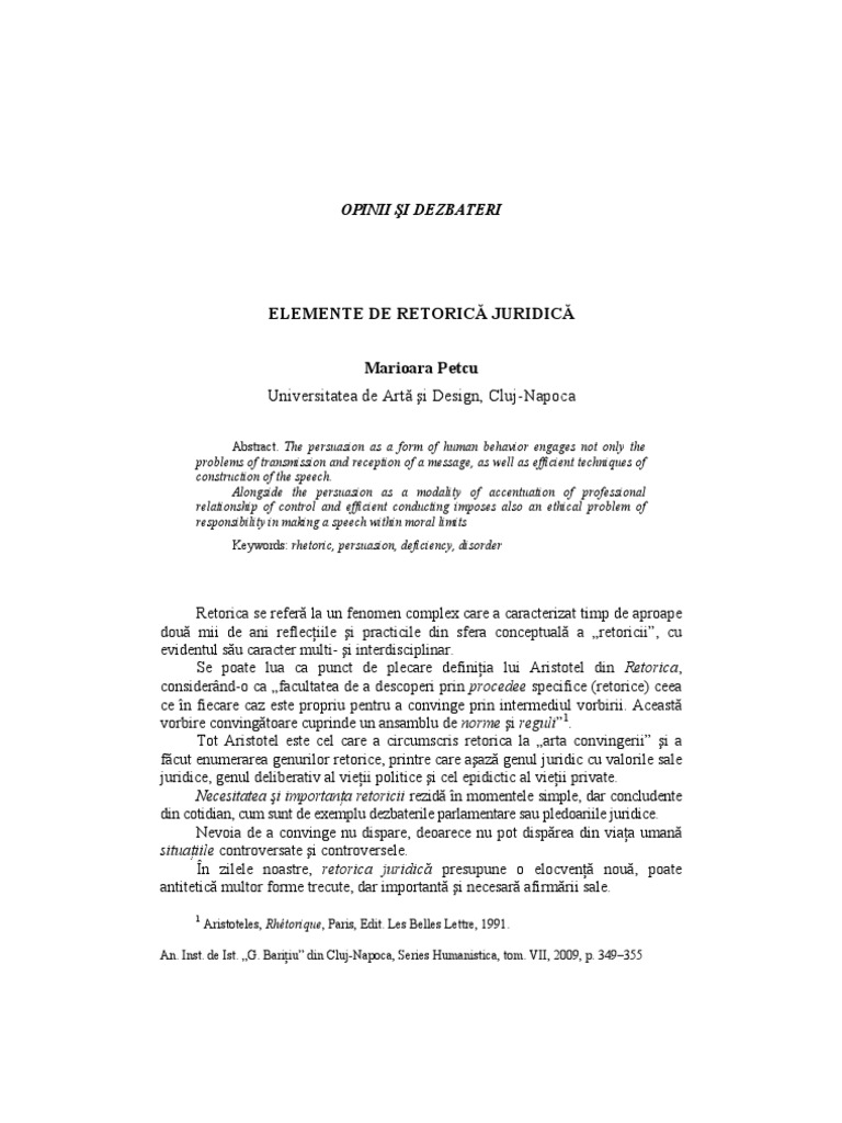 Elemente de Retorica Juridica | PDF