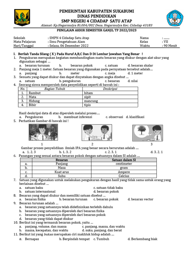 Soal Pas Ipa Kelas 7 | PDF