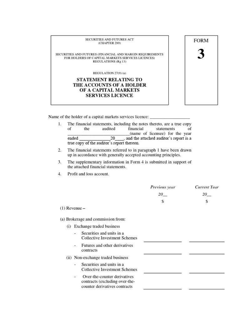 Form 3 - Statement Related To The Accounts of A Holder of A Capital ...