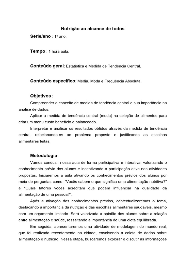 Plano de Aula Seed PR e Modelagem | PDF | Análise de dados | Conhecimento