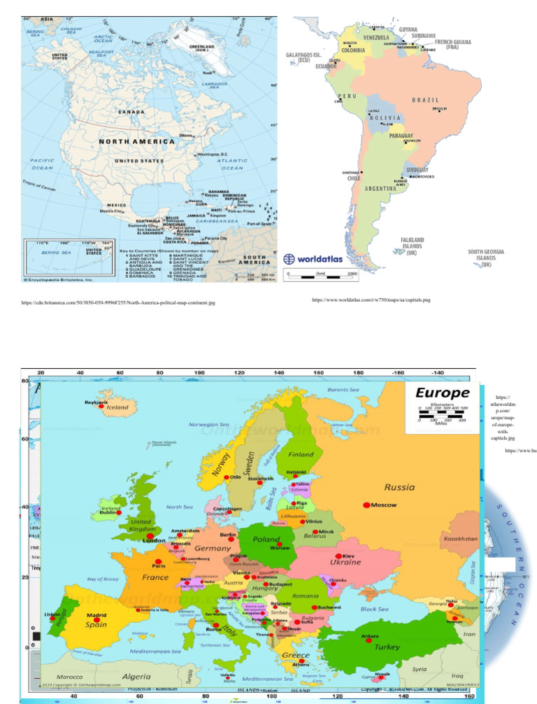 Map of Continents With Countries and Capitals | PDF