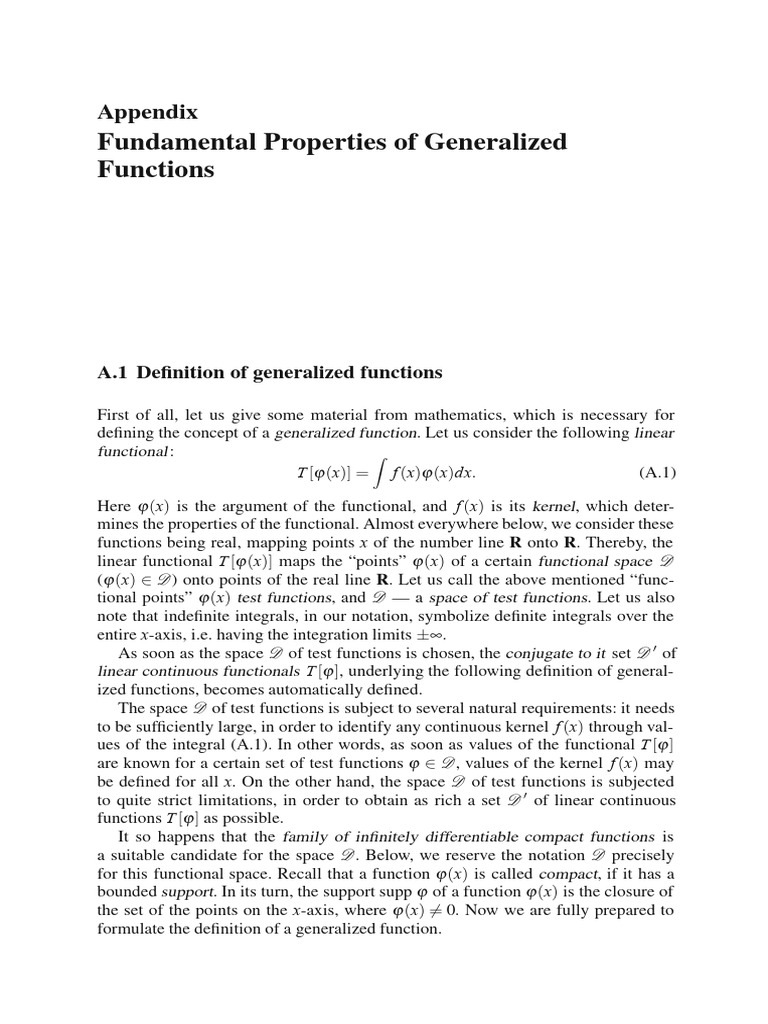 Fundamental Properties of Generalized Functions | PDF | Teaching ...
