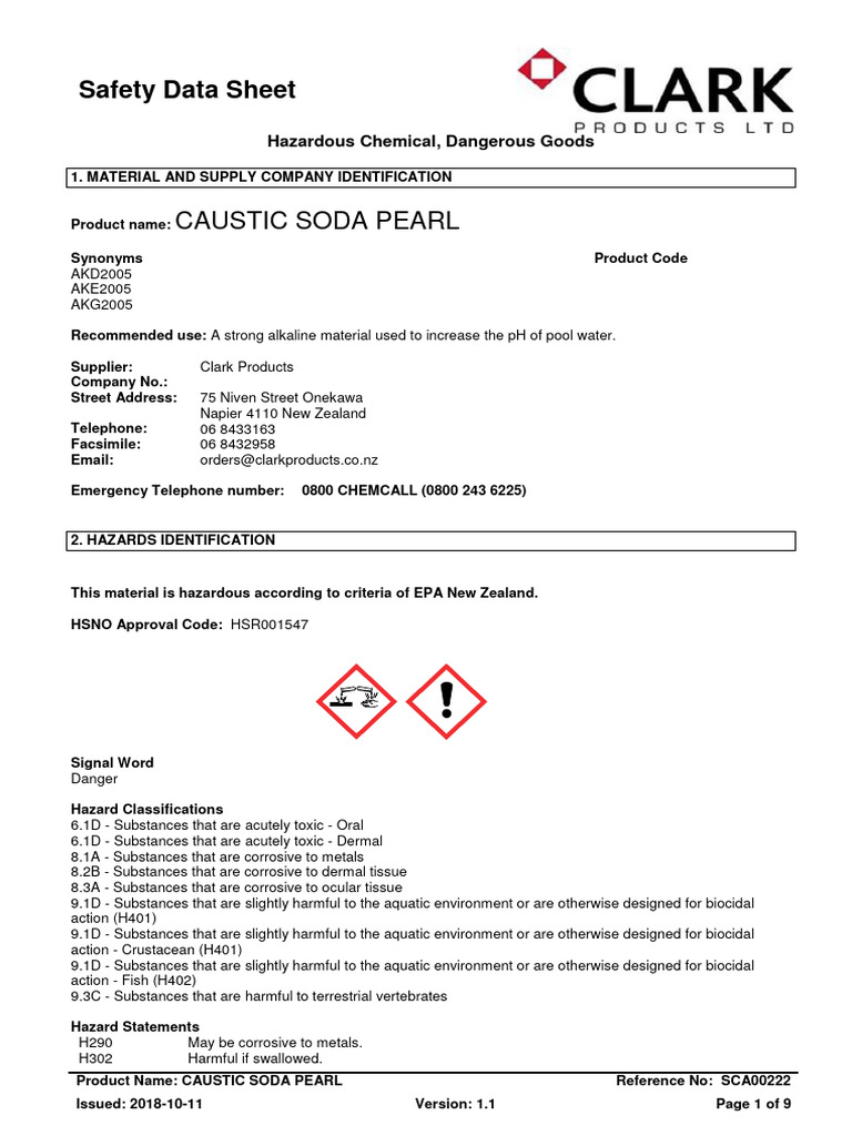 Caustic Soda Pearl Safety Guidelines | PDF | Science & Mathematics