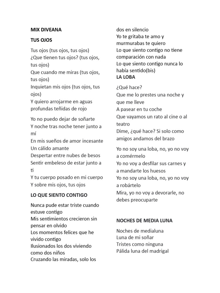 Mix de Canciones de Diveana | PDF | Poesía
