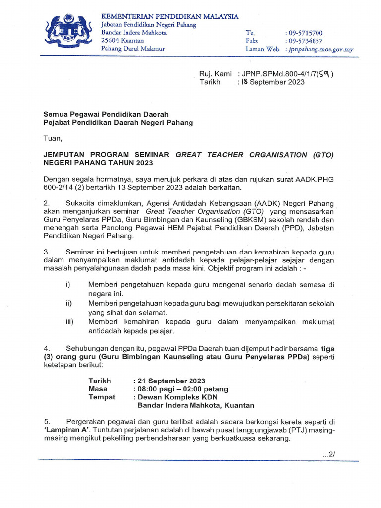 Jemputan Program Seminar GTO | PDF