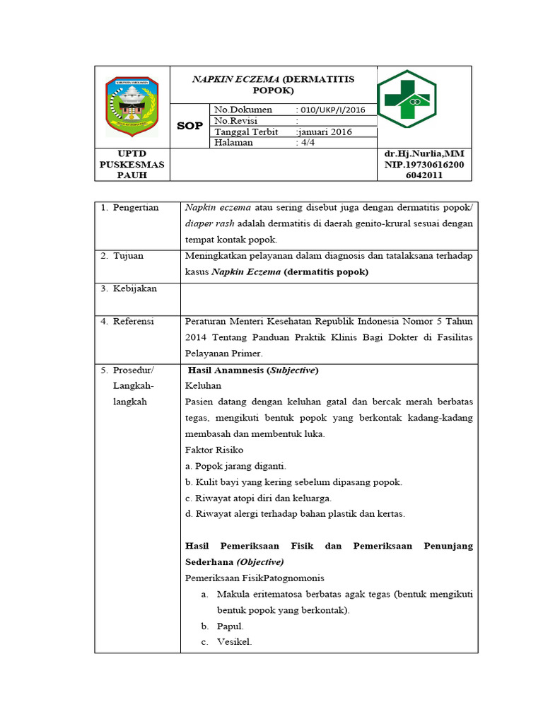 Napkin Eczema (Dermatitis Popok) | PDF